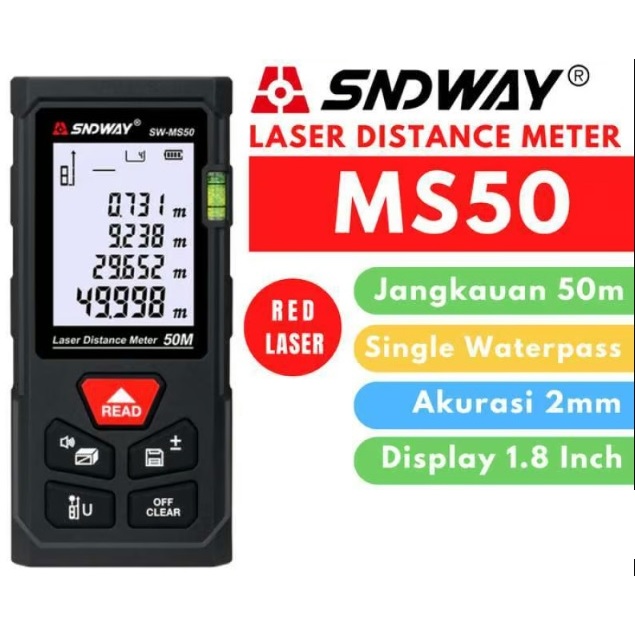 Jual Original Sndway 50m Meteran Laser distance 50m Sndway Meter Range ...
