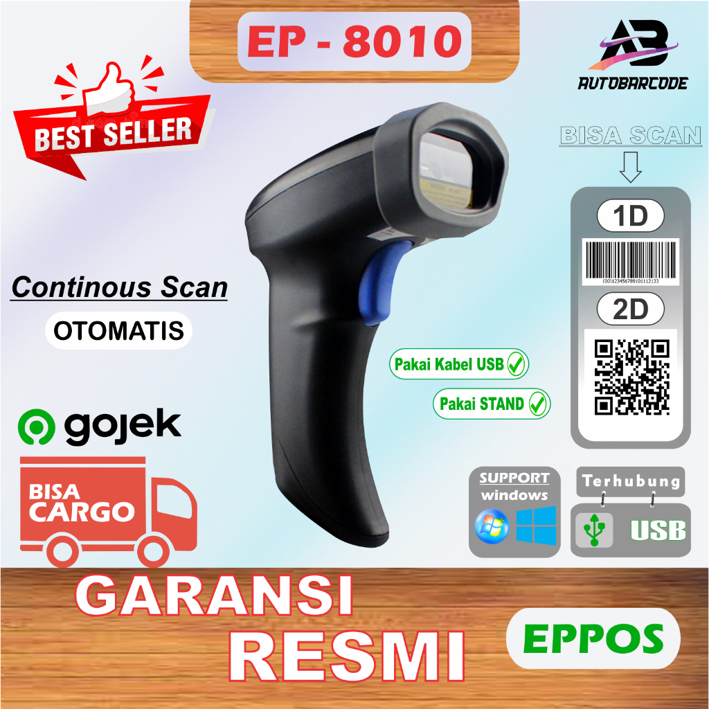 Jual Scanner Barcode Eppos EP-8010 Free Stand Scan 1D / 2D Qris Minimarket Kasir 147 EFaktur ...