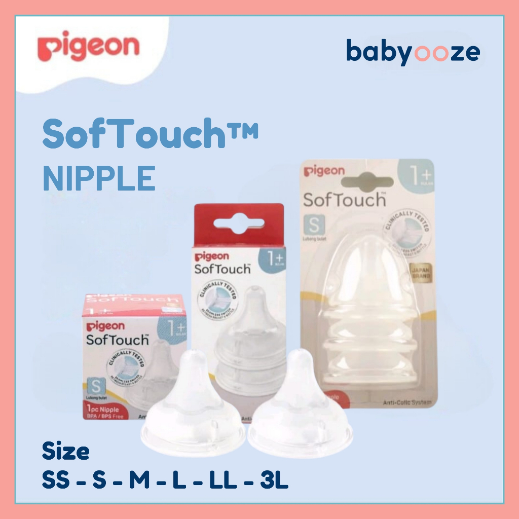 Jual PIGEON SOFTOUCH PLUS NIPPLE WN / DOT SOFTOUCH WIDE NECK | Shopee Indonesia