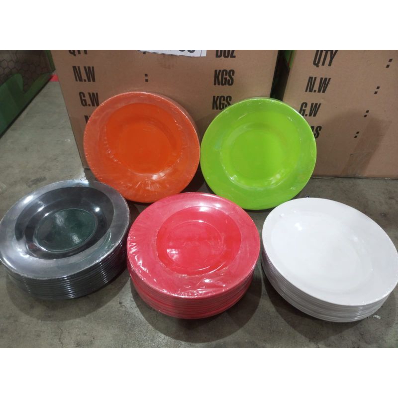Jual (harga 1 lusin)Piring Ceper melamin bulat tebal beraneka warna dan ...