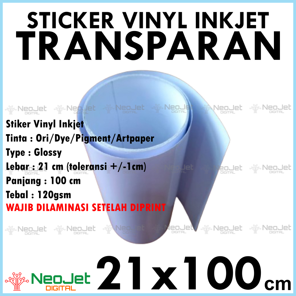 Jual Sample Sticker Vinyl White Putih / Transparan PVC INKJET ukuran 21 ...