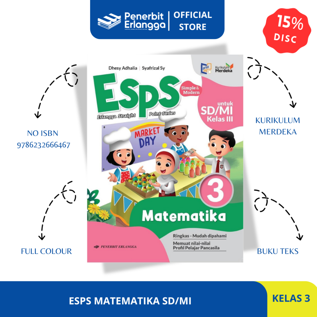 Jual [Erlangga Official] Esps Matematika Sd/Mi Kelas 3 - Kurikulum Merdeka | Shopee Indonesia