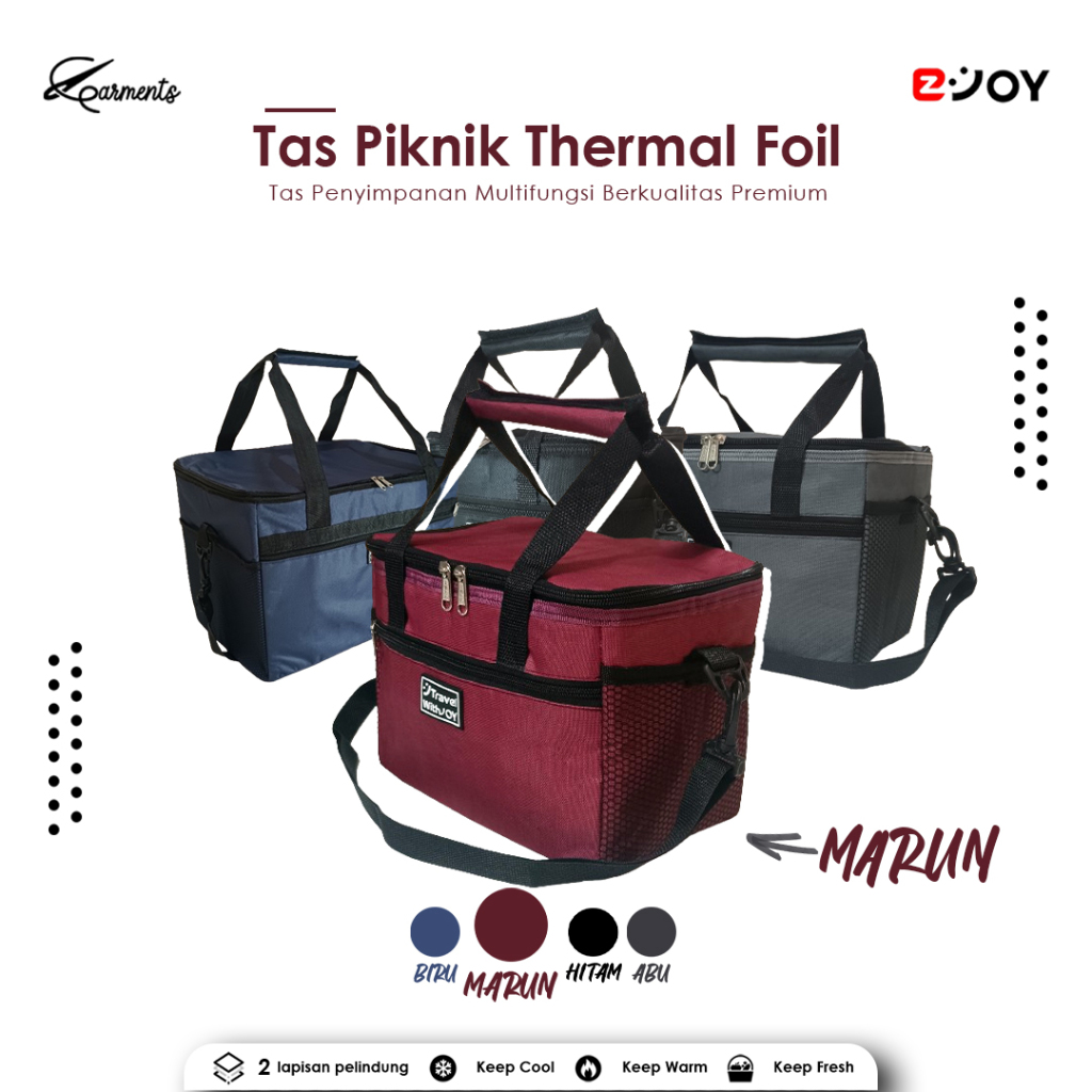 Jual Tas Piknik FOIL MERAH VARIAN SIZE Thermal Foil / Tas Perlengkapan ...