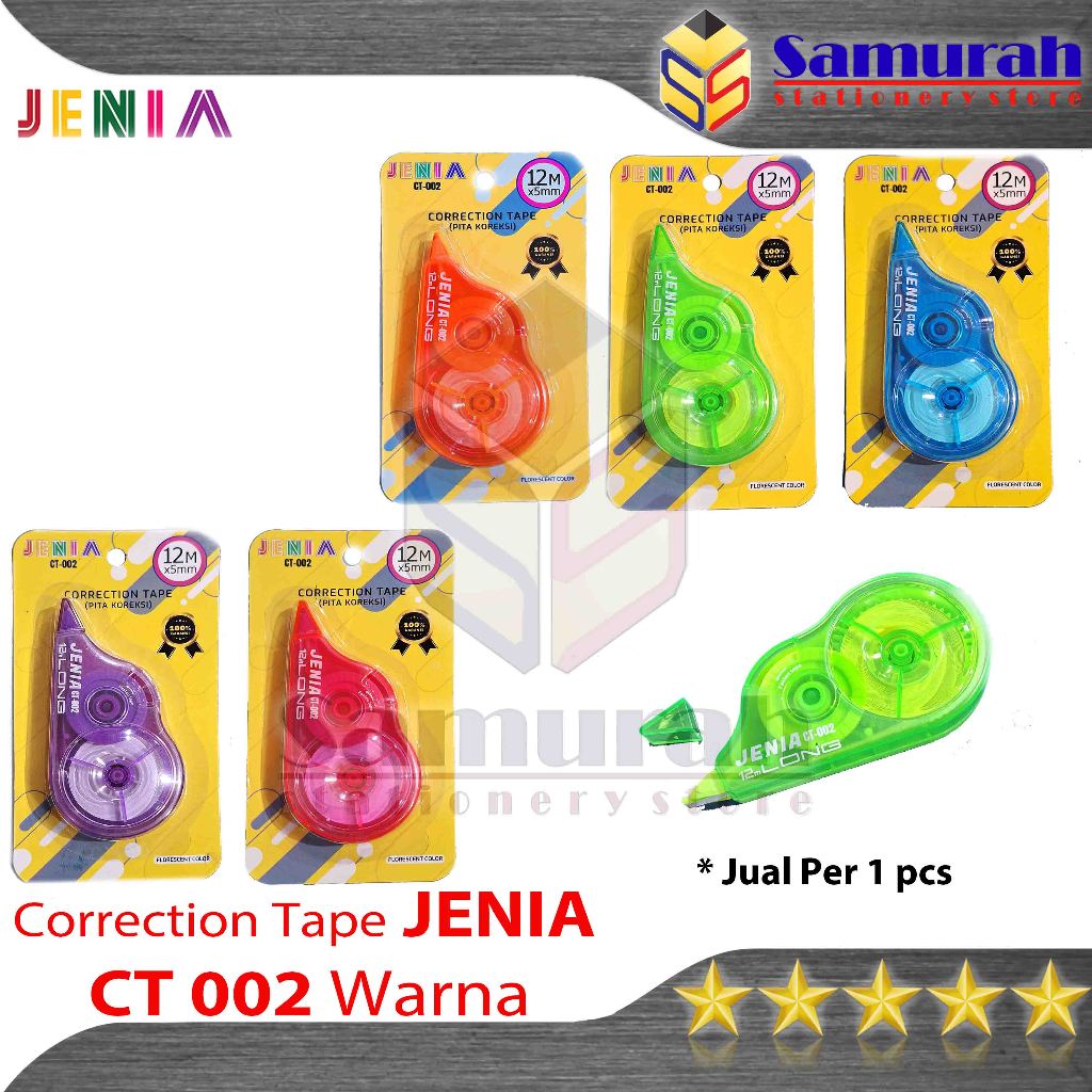 Jual Correction Tape Jenia 12 Meter Florescent / Warna / Tip-Ex Rol ...