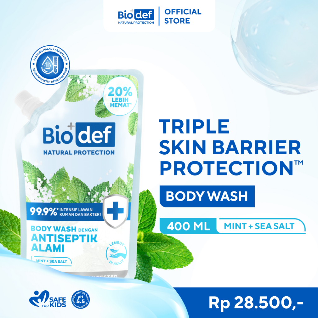 Jual Biodef Natural Protection Mint + Sea Salt Body Wash Refill 400 ml ...