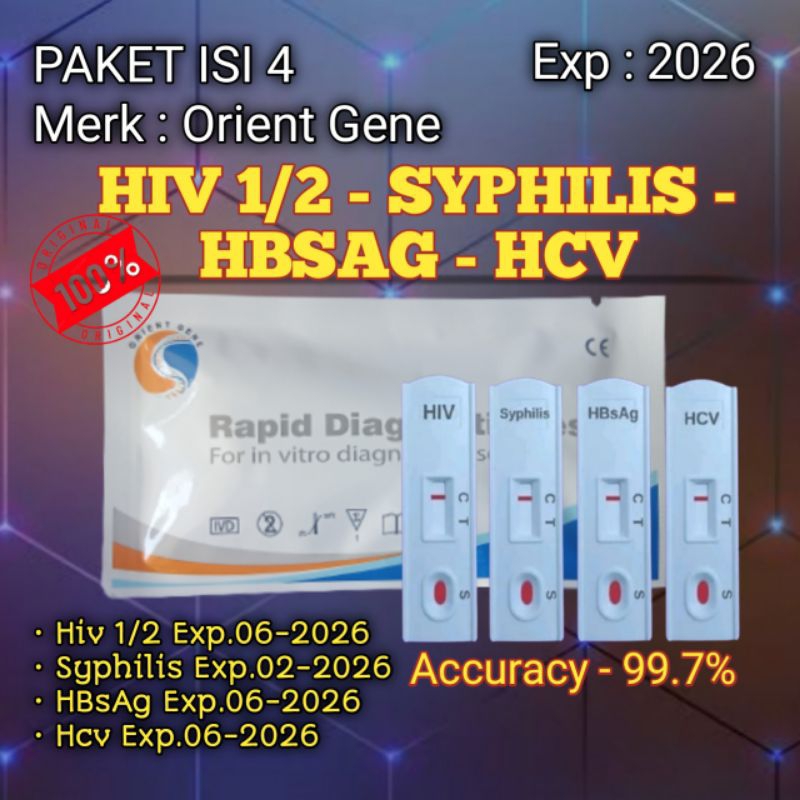 Jual Paket 4 Test HIV - SYPHILIS - HBSAG - HCV Card 1 paket dapat 4 tes ...