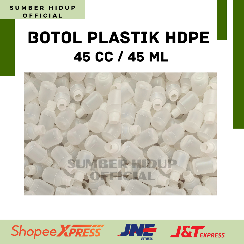 Jual BOTOL PLASTIK HDPE 45ML / 45CC TUTUP HITAM DAN KLEP PUTIH PER 25 PCS | Shopee Indonesia