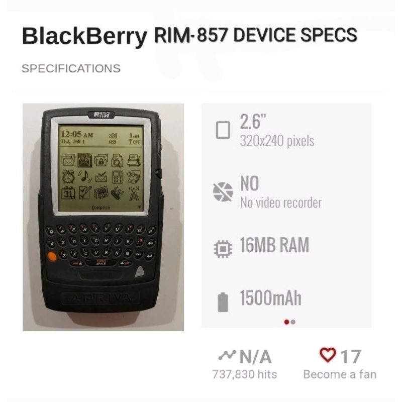 Jual BLACKBARRY RIM-857 DEVICE SPECS HP JADUL LANGKA HPNYA PARA ...