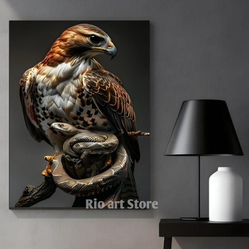 Jual Hiasan dinding poster elang vs ular untuk walldecor atau dekorasi ...