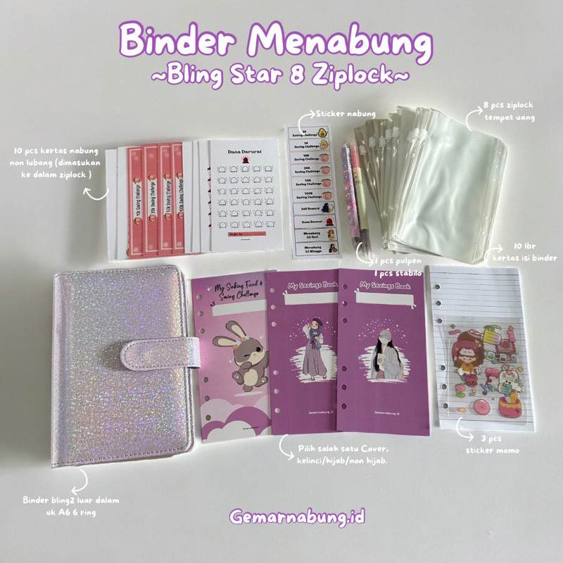 Jual Paket binder nabung & keuangan Bling Star 8 ziplock | Shopee Indonesia
