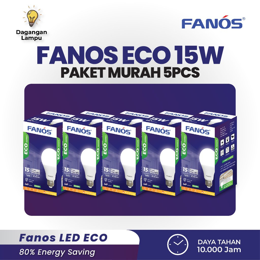Jual Lampu LED Bohlam FANOS Eco 15 Watt Lampu Led Light Bulb (CDL) - Paket Murah 5pcs | Shopee ...