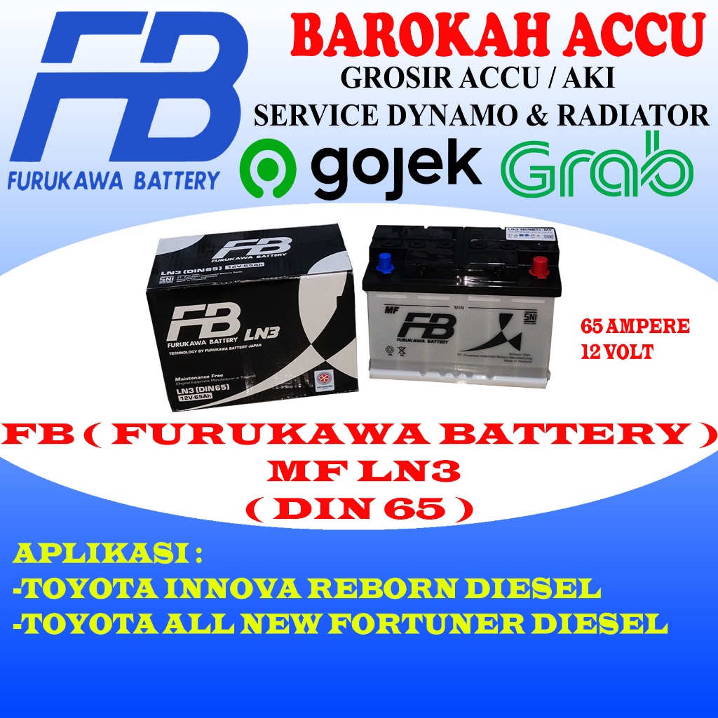 Jual AKI FB FURUKAWA BATTERY MF LN3 / DIN 65 , 65 AMPERE MAINTENANCE FREE | Shopee Indonesia
