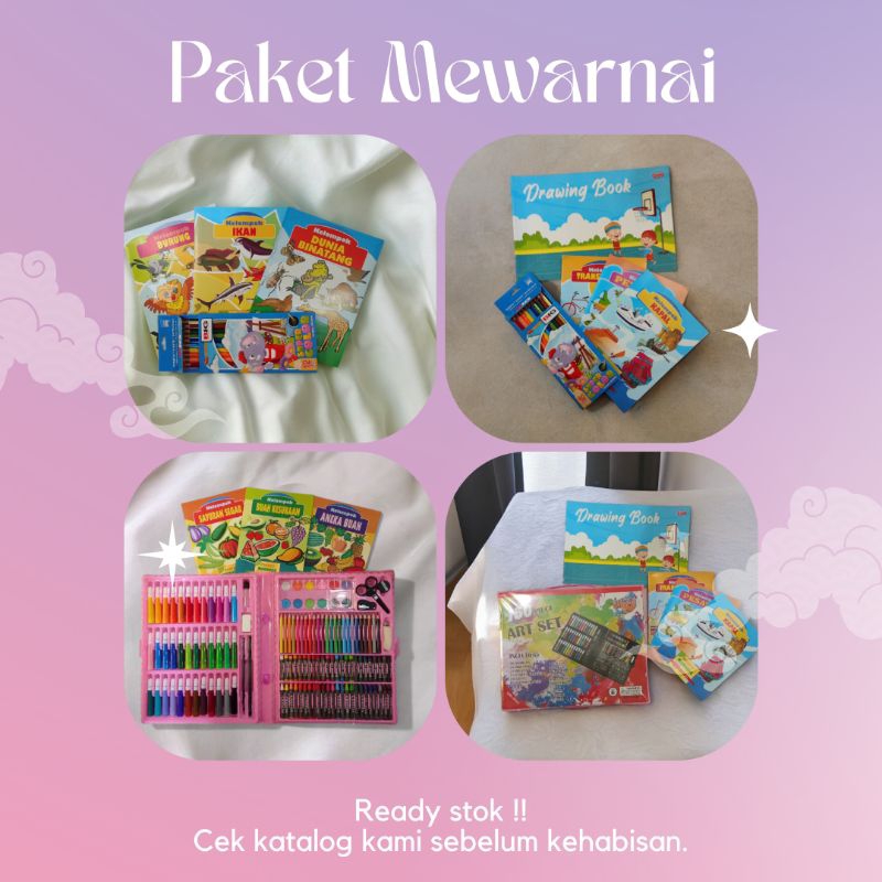 Jual ♥️ pelangiatk ♥️ PAKET MEWARNAI PROMO 2 in 1 Buku Mewarna Pensil ...
