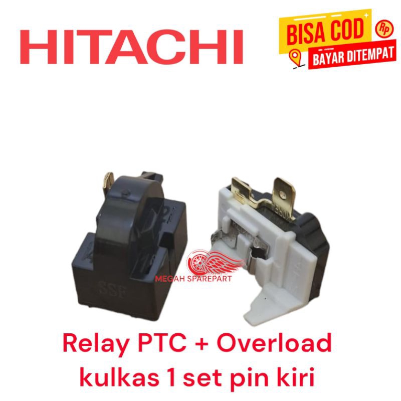 Jual 1 set Relay PTC overload kulkas HITACHI Pin 1 KIRI 1 dan 2 pintu ...