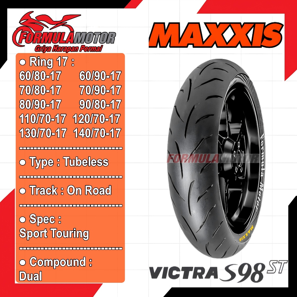 Jual Maxxis Victra S98 ST Ring 17 Tubeless All Size - Ban Motor Tubles ...