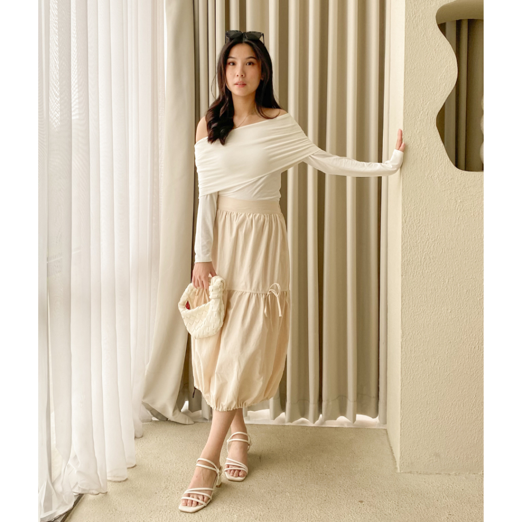 Jual Lola Rok Korean Style Ribbon Baloon Skirt / Rok Pita Midi Cotton ...