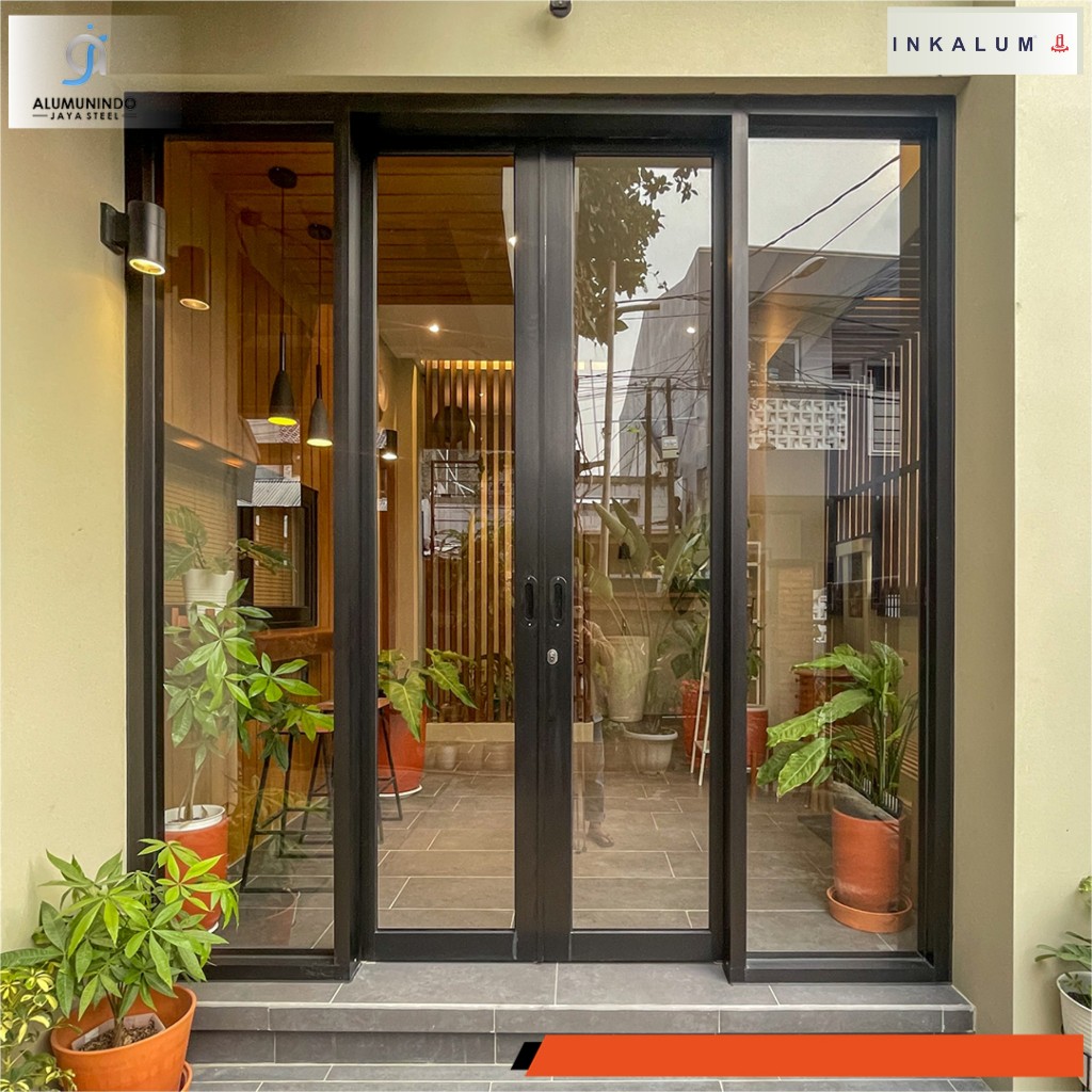 Jual PINTU UTAMA ALUMINIUM SLIDING DOBEL + KACA FIX INKALUM | Shopee ...