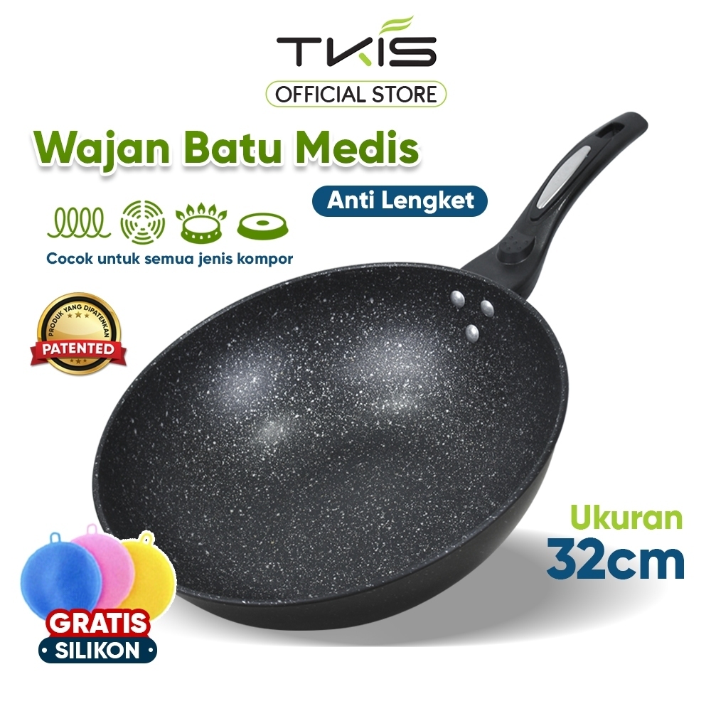Jual TKIS 822 Wajan Anti Lengket 32cm Panci Batu Medis wajan ...
