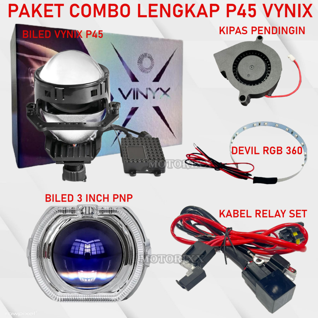 Jual PAKET HEMAT SINGLE VINYX P45 3 INCHI PURPLE LENS 45 WATT DRIVER ...