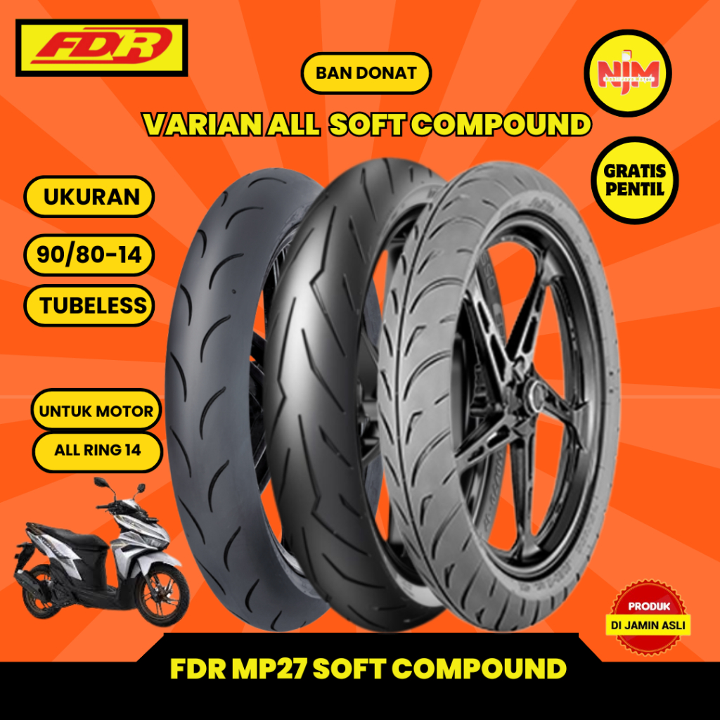 Jual FDR Sport MP 27 90/80 ring 14 Tubeless Soft Compound Untuk Motor ...