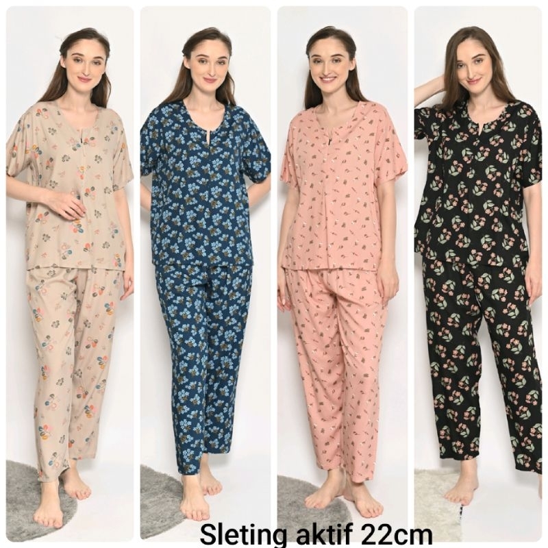 Jual ONE SET PIYAMA RAYON STELAN CELANA PANJANG LENGAN PENDEK SLETING AKTIF | Shopee Indonesia