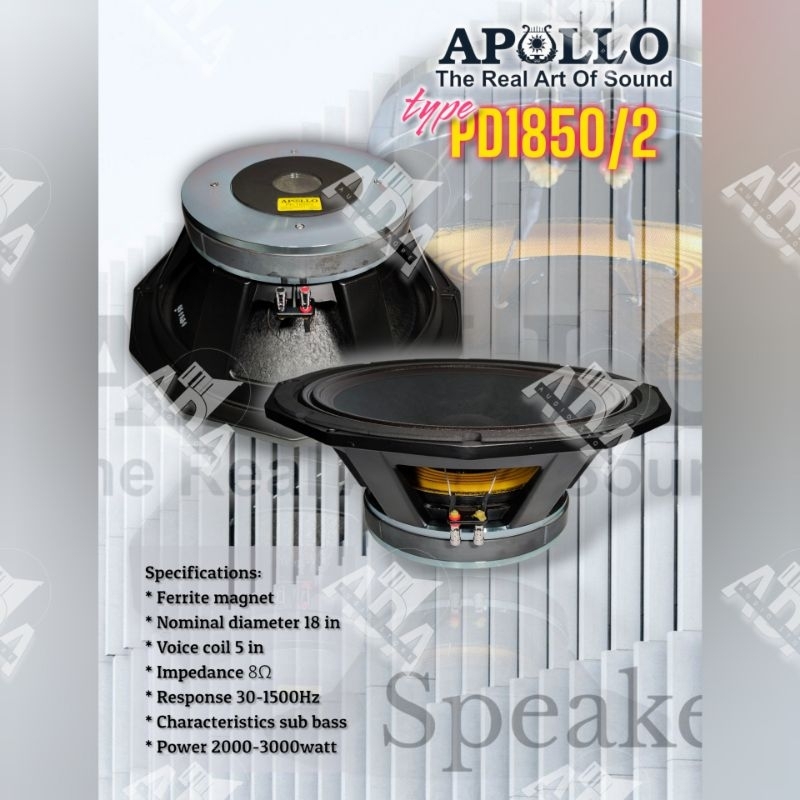 Jual Komponen Speaker 18 IN APOLLO PD1850/2 PD Stiker Kuning 1850 Grade ...