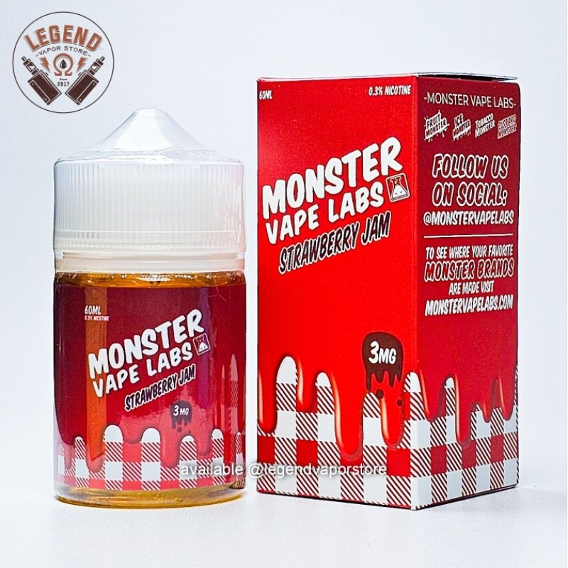 Jual FREEBASE - LIQUID MONSTER VAPE LABS Strawberry 60ML 3MG 6MG ...