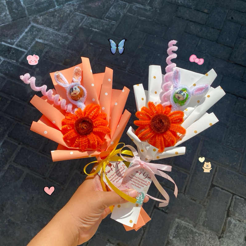 Jual Buket Bouquet Bucket Bunga KECIL Kawat Bulu Pipe Cleaner ...