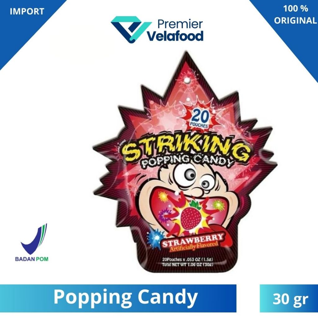 Jual [HALAL] STRIKING POPPING CANDY STRAWBERRY I PERMEN MELETUP-LETUP I ...
