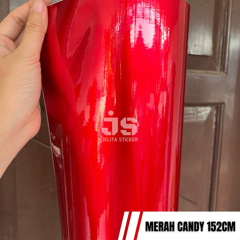 Jual Skotlet Merah Candy Lebar 150cm / Sticker Red Candy Mettalic ...