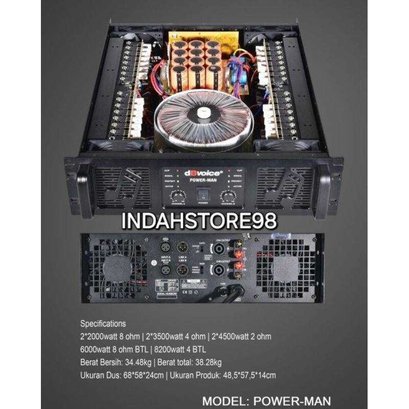 Jual POWER AMPLIFIER DBVOICE POWER MAN CLASS GB ORIGINAL POWER 2 CHANEL DB VOICE POWERMAN ...