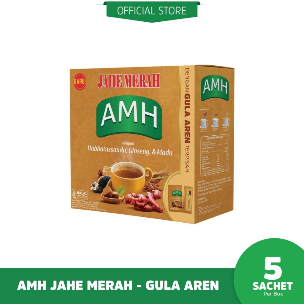 Jual AMH Jahe Merah Herbal Gula Aren Pisah BOX - (5 Sachet) | Shopee ...