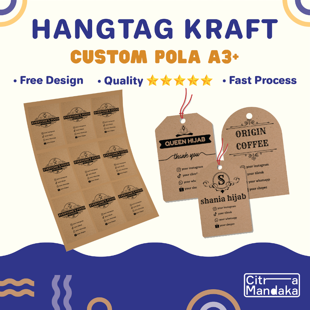 Jual Tag Label Baju Pola Custom Kraft Paper A3 | Hang Tag Free Design ... Jual Tag Label Baju Pola Custom Kraft Paper A3 | Hang Tag Free Design ...