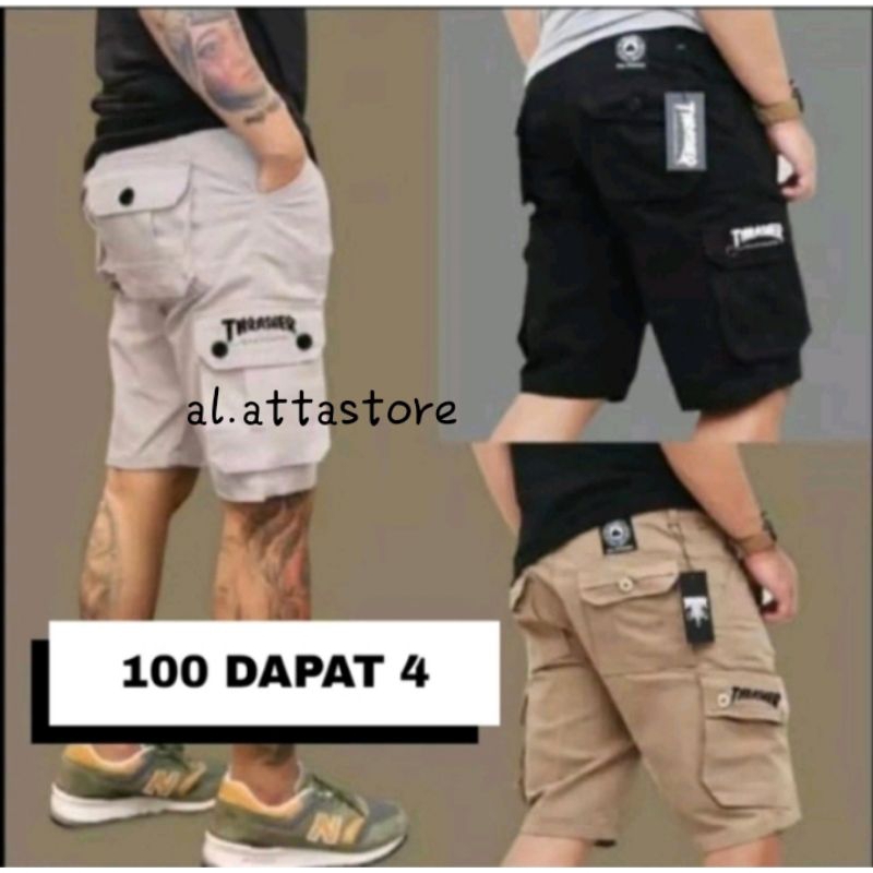 Jual PROMO GILA !!! Celana Pendek Cargo Pria Cowok Dewasa Bundle 4 Pcs 100 ribu | Shopee Indonesia