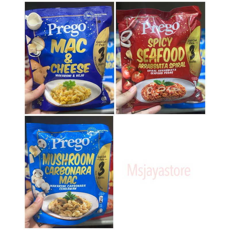 Jual PREGO PASTA INSTANT MUSHROOM CARBONARA MAC & CHEESE SPICY SEAFOOD ...