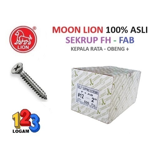 Jual FAB #12x2" Sekrup, Baut Tapping FH Moon Lion Kepala Rata, Obeng ...