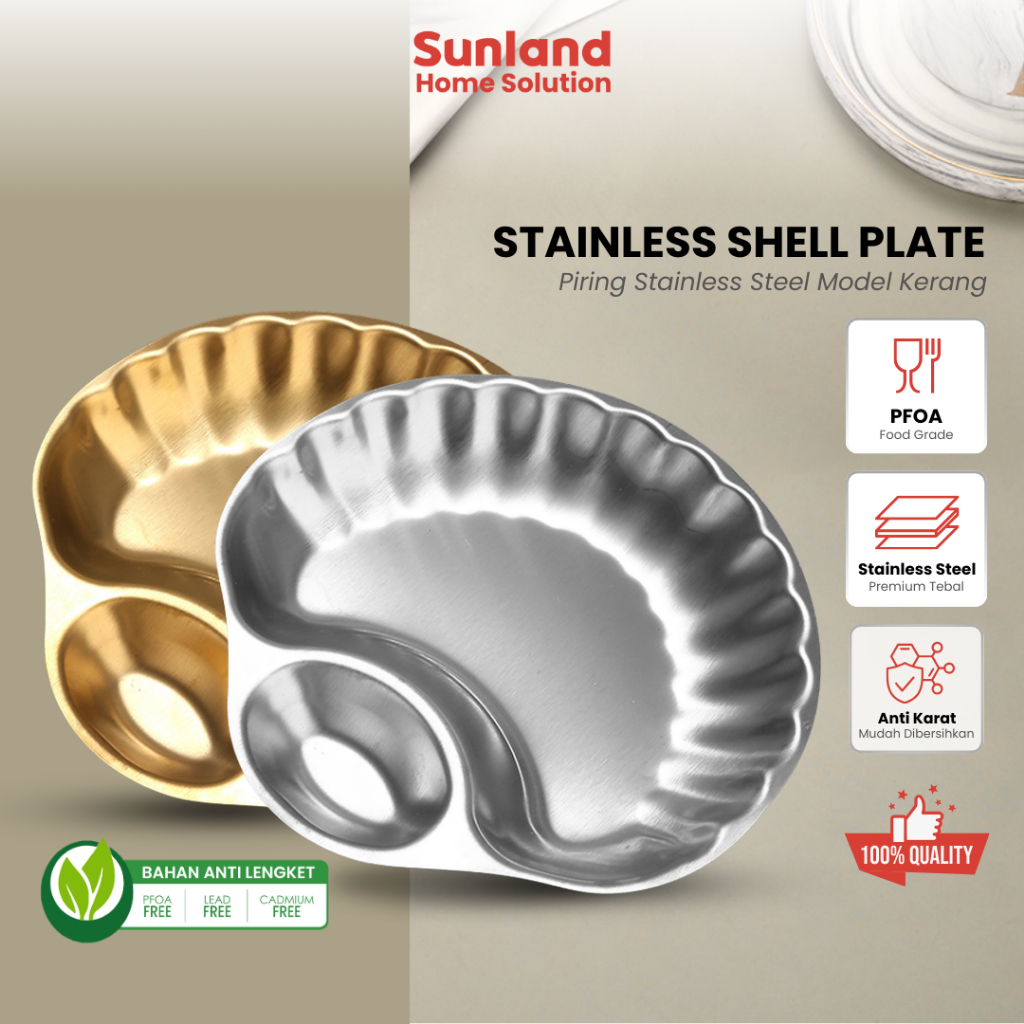 Jual Sunland Sea Shell Plate Gold Silver | Piring Stainless Model ...