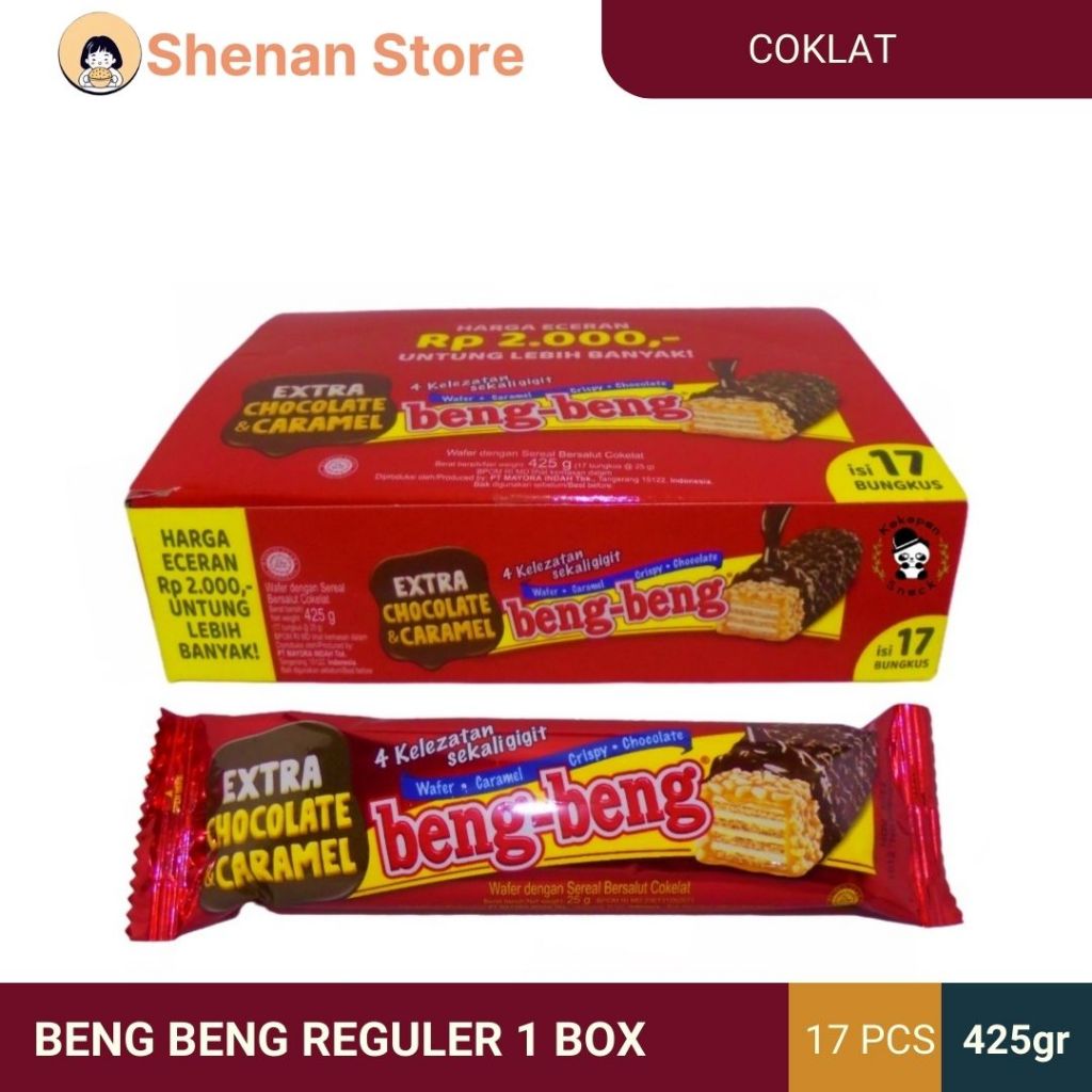 Jual Beng Beng reguler 1 dus isi 17 pcs biskuit rasa coklat cemilan ...