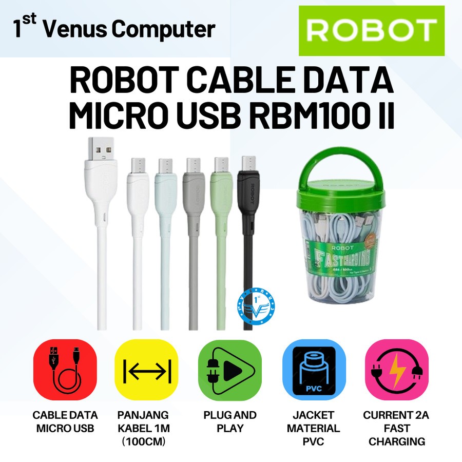 Jual Eceran Kabel Data Robot Micro RBM100 Ii 2,1a 100cm / CAB01-ROB | Shopee Indonesia