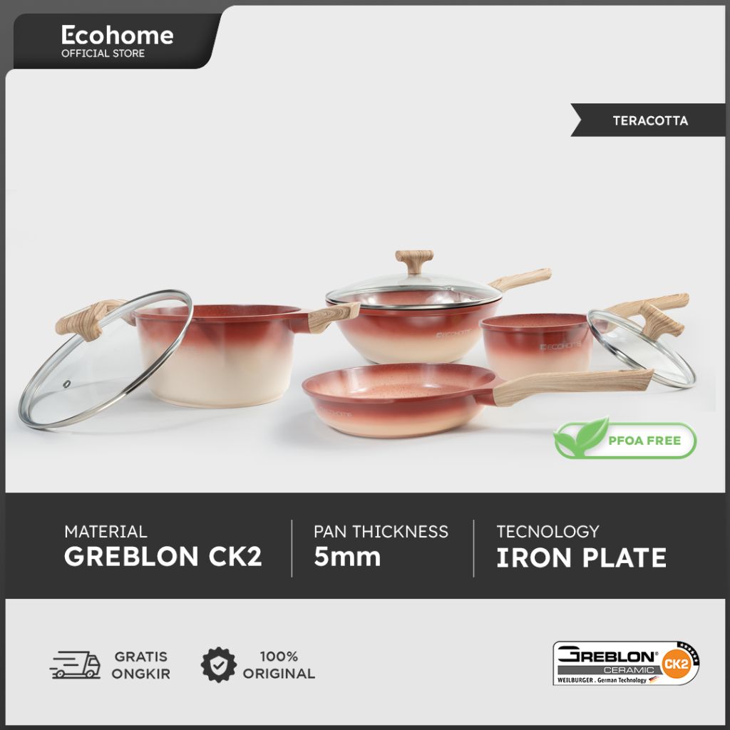 Jual ECOHOME COOKWARE SET | Ceramic Coating | Anti Lengket isi Fry Pan ...