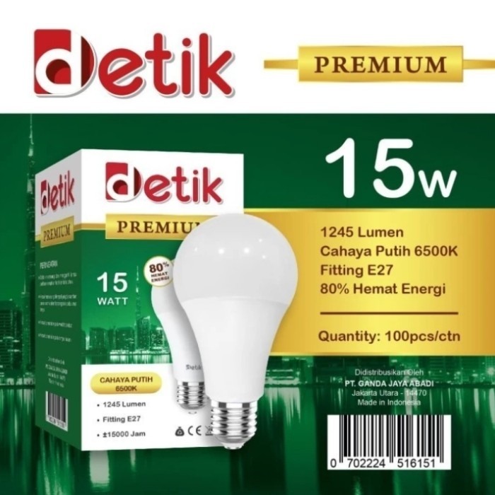 Jual Lampu Detik Premium LED Bulb 15 Watt Warna Putih | Shopee Indonesia