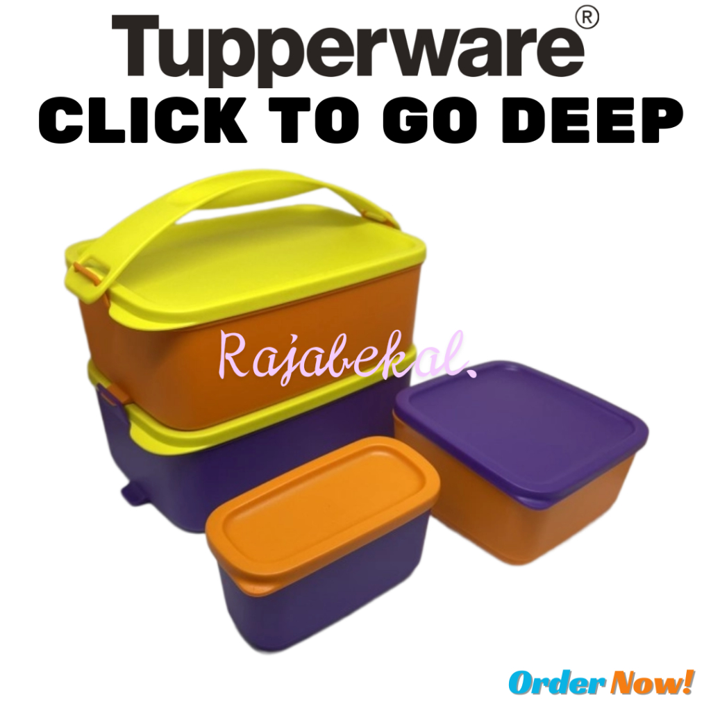 Jual PROMO Tupperware Click To Go Deep Set Ungu Oren | Shopee Indonesia
