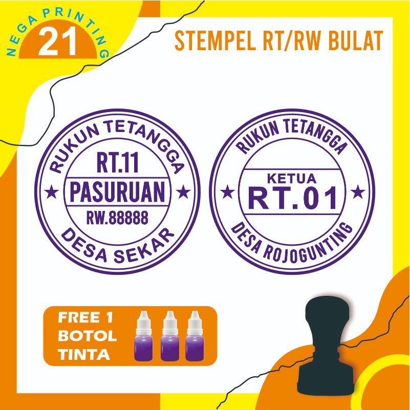 Jual Stempel flash RT / RW Bulat otomatis / Stempel Kades / Stempel ...