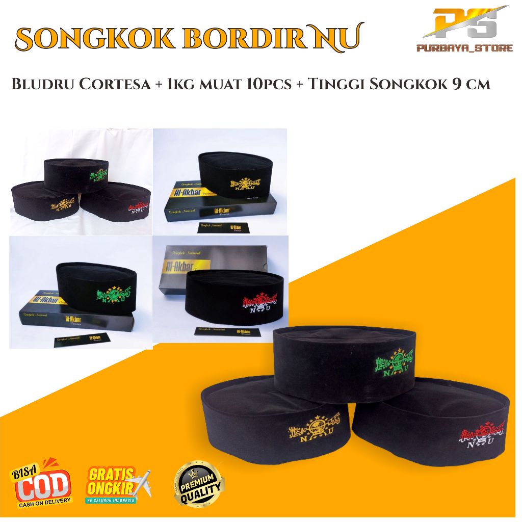 Jual SONGKOK BORDIR NU ~ Songkok NU Hijau ~ Songkok NU Merah Putih ...
