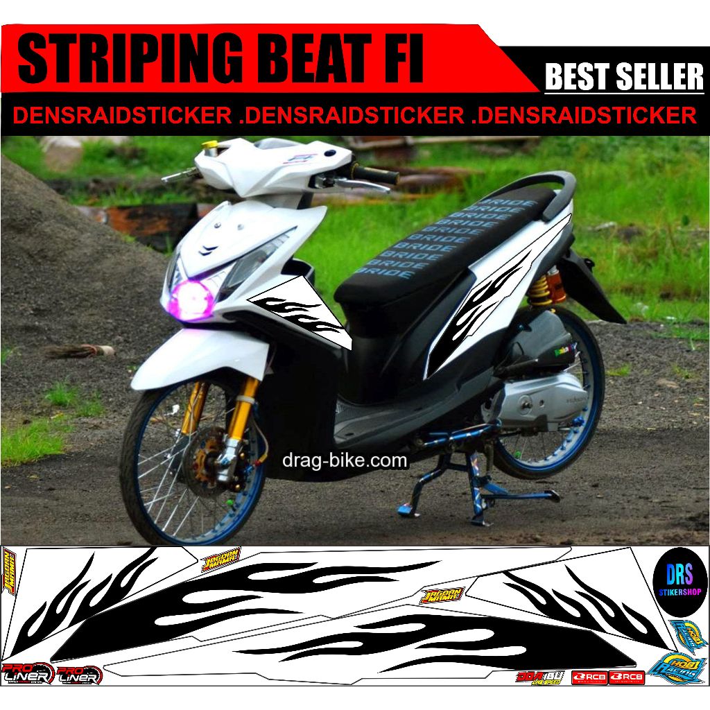 Jual STRIPING STIKER PAREASI HONDA BEAT FI PUTIH MODEL WARNA API PARIAN ...