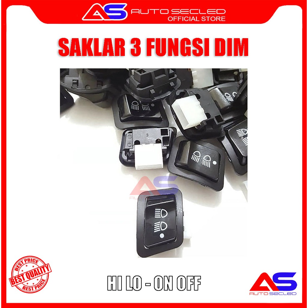 Jual SAKLAR DIM 3 FUNGSI HI LO ON OFF LAMPU MOTOR PNP BEAT,VARIO,SCOOPY ...