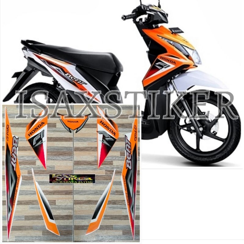 Jual striping original Honda Beat FI Oren putih tahun 2014 2015 ...