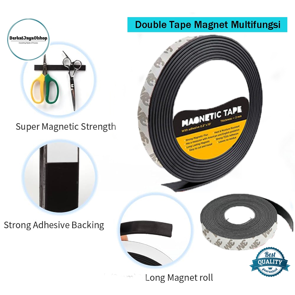 Jual Magnet Tape Strip 3m Magnetic Flexible Strip Tape Adhesive Tebal ...