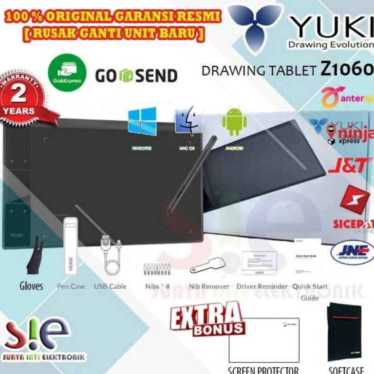 Jual Serbuuuu VEIKK A3 YUKI Z16 Pen Tablet Drawing 8192 Pressure Level ...