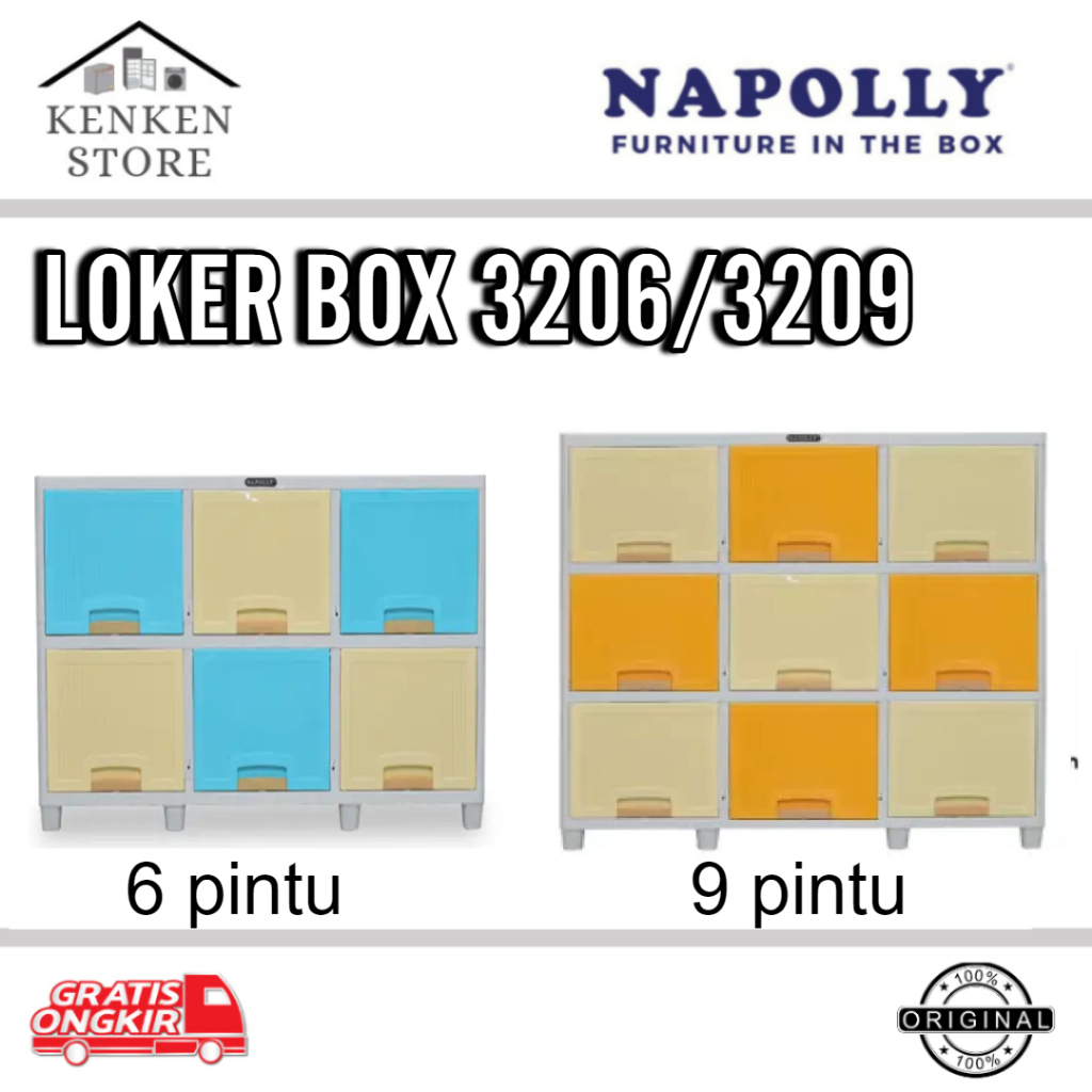 Jual LEMARI PLASTIK NAPOLLY LOKER BOX NAPOLLY 3206 6PINTU 3209 9 PINTU ...